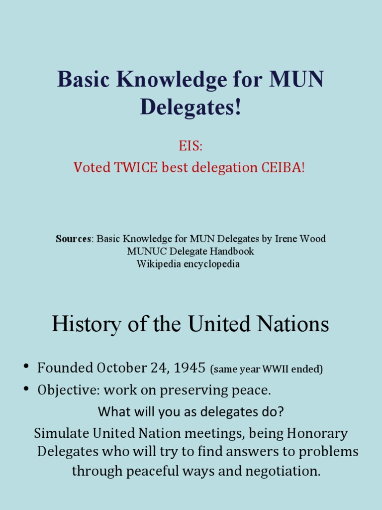 Basic Knowledge For MUN Delegates! | PDF | United Nations | Public Sphere