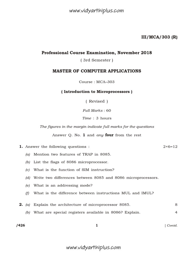 MCA-303 Microprocessors Exam Guide | PDF | Microprocessor | Computer Architecture
