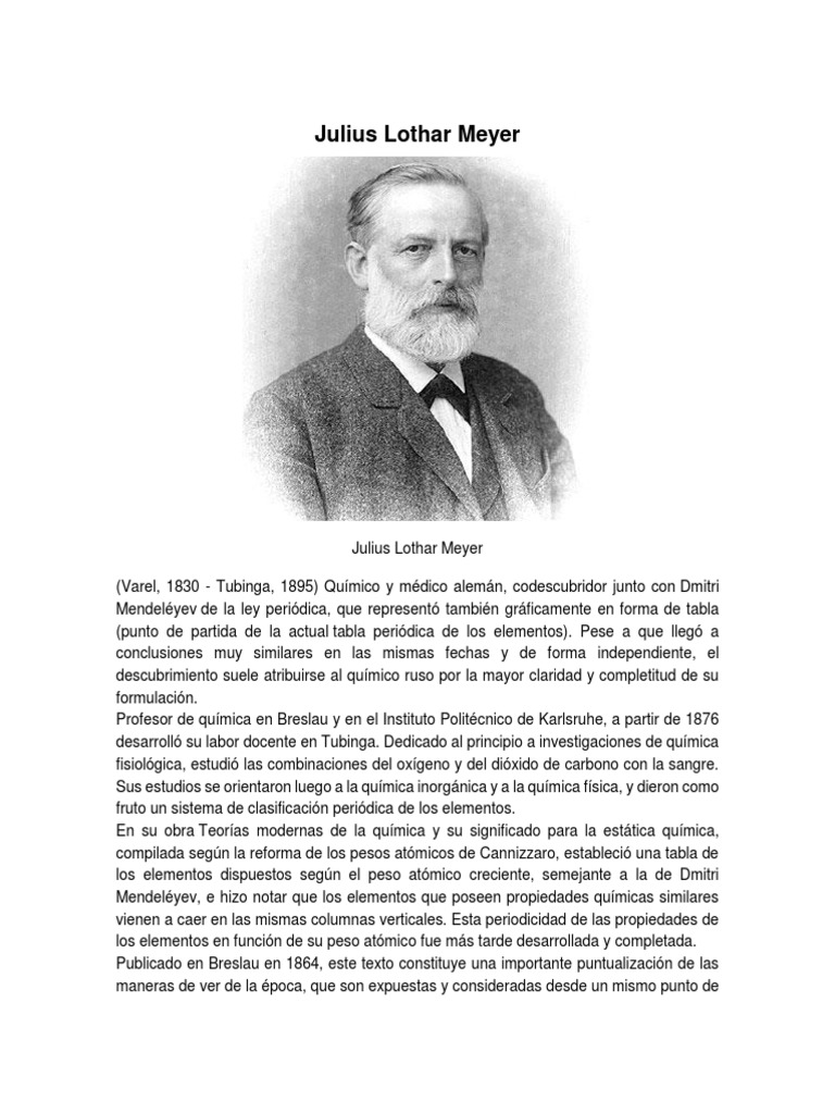 Julius Lothar Meyer | PDF | Ciencias fisicas | Química