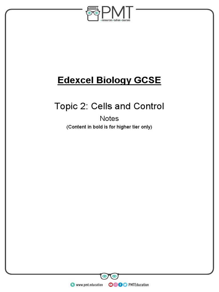 Detailed Notes - Topic 2 Cells and Control - Edexcel Biology GCSE | PDF ...