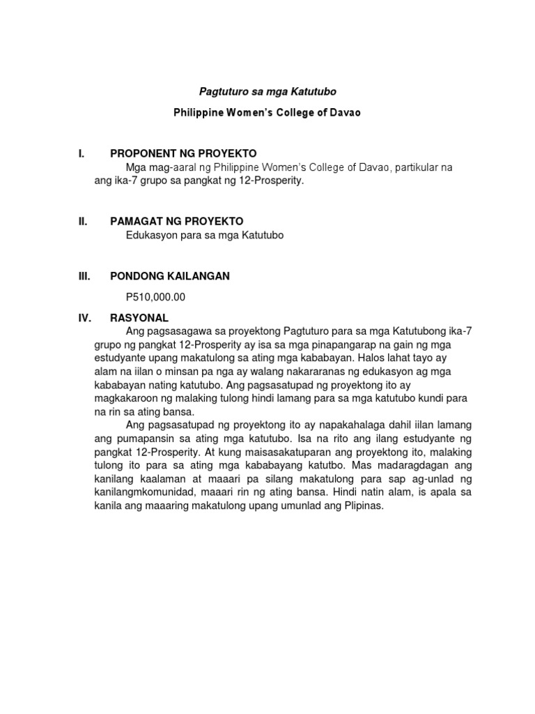 Panukalang Proyekto | PDF