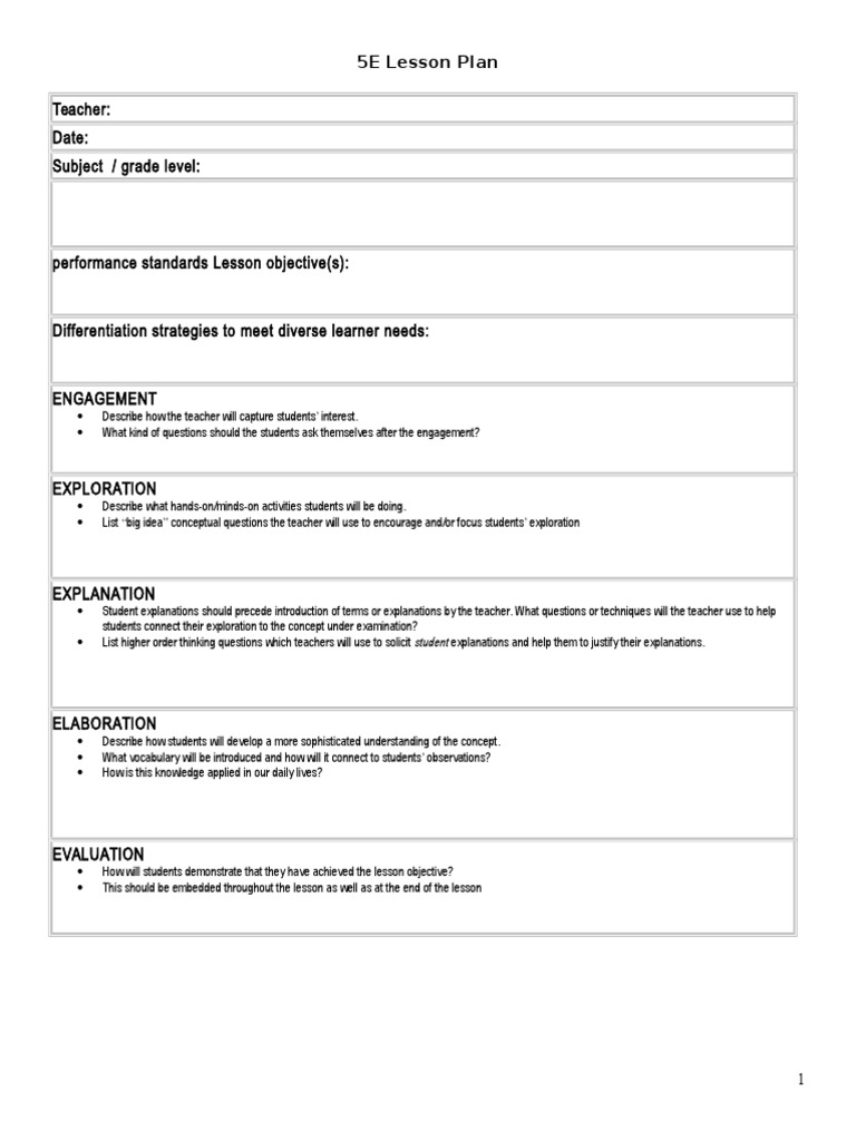 Lesson Plan Math 5es | PDF