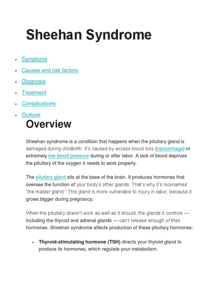 Sheehan Syndrome | PDF | Endocrine System | Animal Anatomy