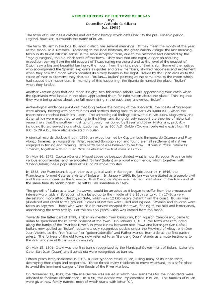 History of Bulan, Sorsogon | PDF | Philippines