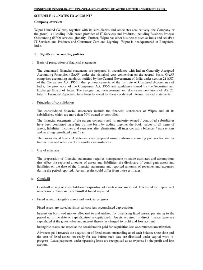 Consolidated Financial Statements Indian GAAP Dec07 | Download Free PDF ...