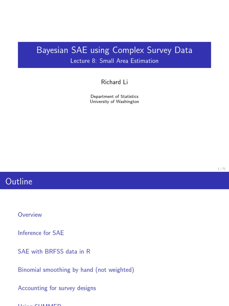 Bayesian SAE Using Complex Survey Data | PDF | Resampling (Statistics) | Sampling (Statistics)