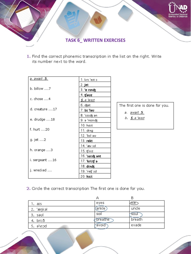 Phonetics and Phonology - Task 6 - Written Exercises | PDF | Phonetics ...