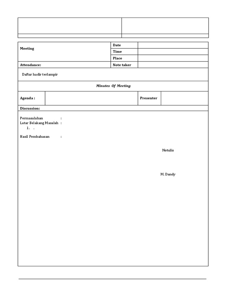 Format MoM Pertemuan LKS Bipartit | PDF