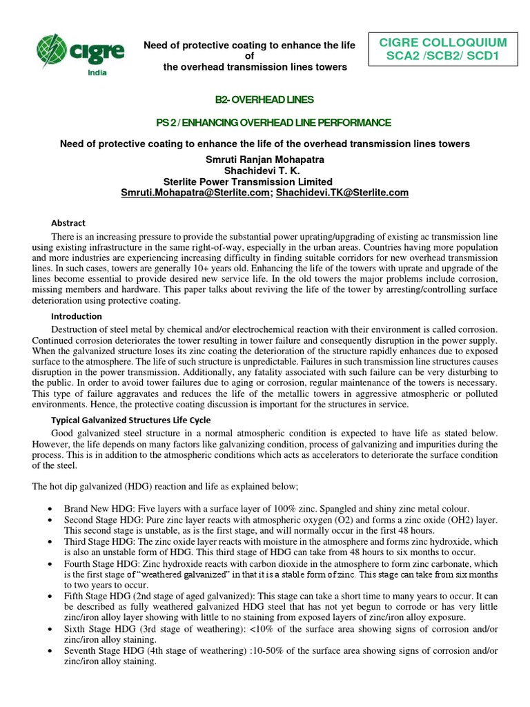 CIGRE Paper - Protective Coating | PDF | Corrosion | Zinc