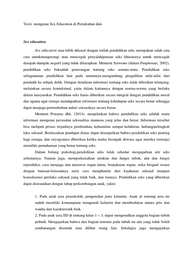 Teori Mengenai Sex Education Dan Pernikahan Dini Pdf