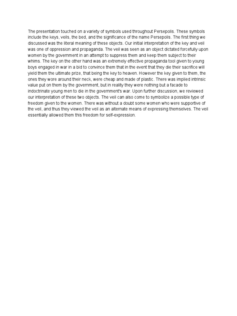 Symbols of Oppression in Persepolis | PDF