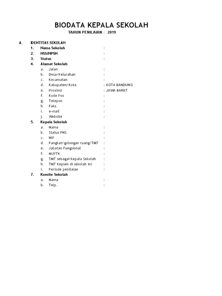 Biodata Kepala Sekolah | PDF
