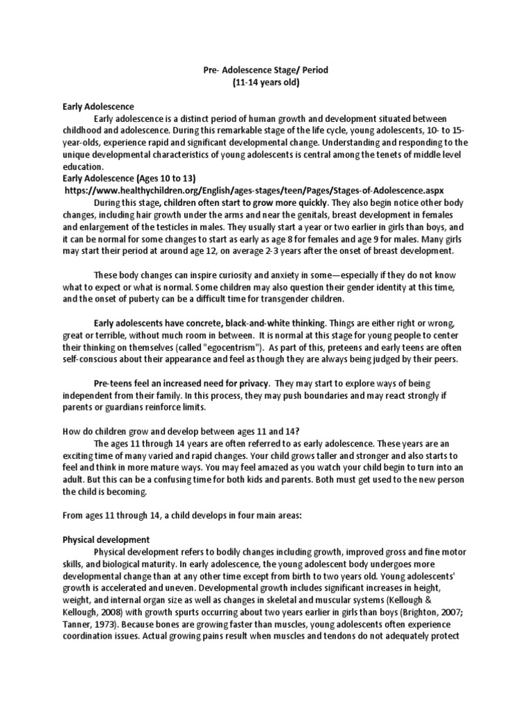 Early Adolescence Pdf Cognitive Development Adolescence