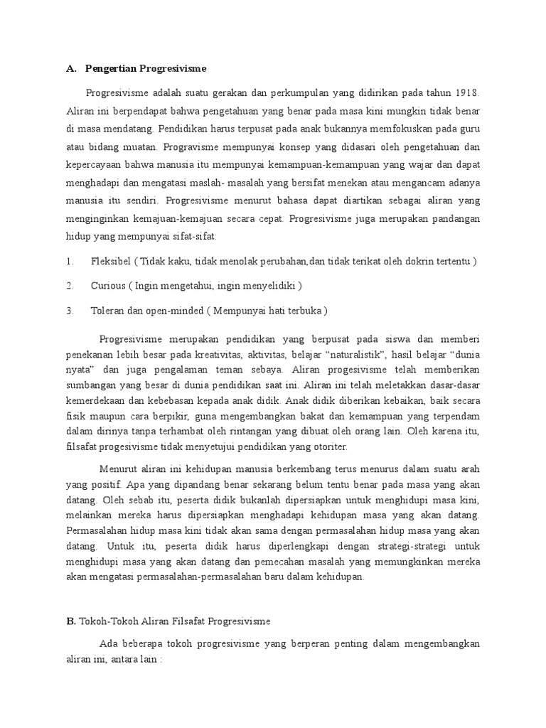 Pengertian Progresivisme | PDF