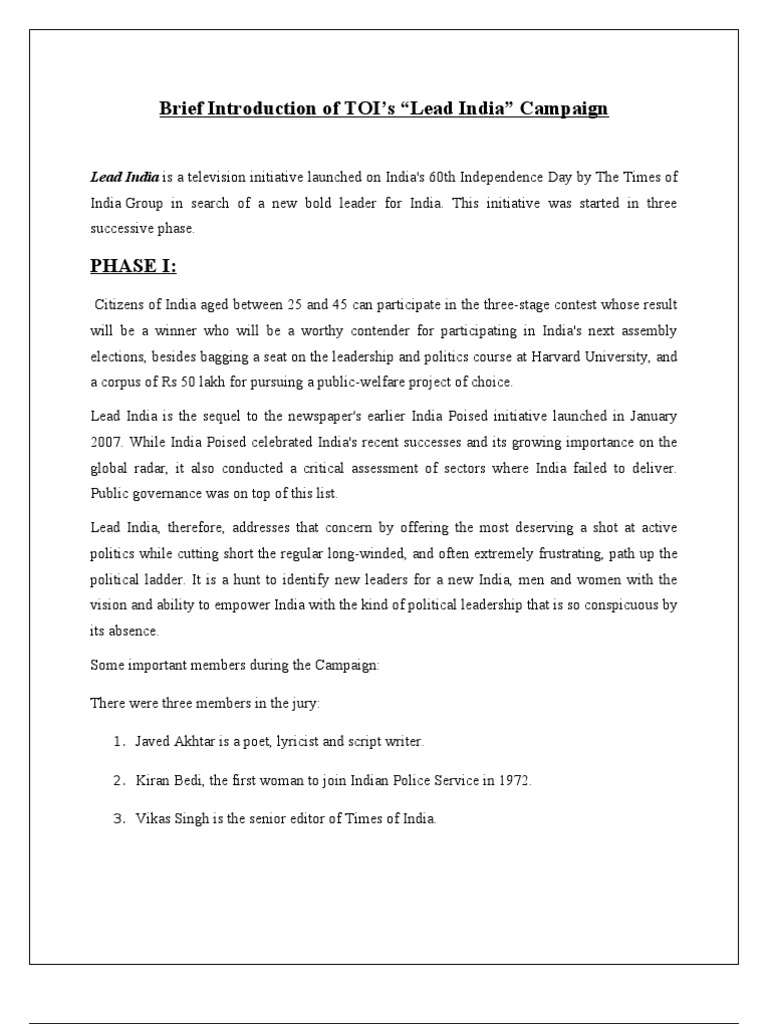 Lead India | PDF | Advertising | Leadership