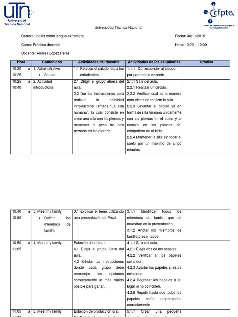 Minuta Clase Individual | PDF