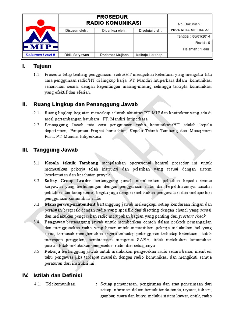 Prosedur Radio Komunikasi (Draft) | PDF