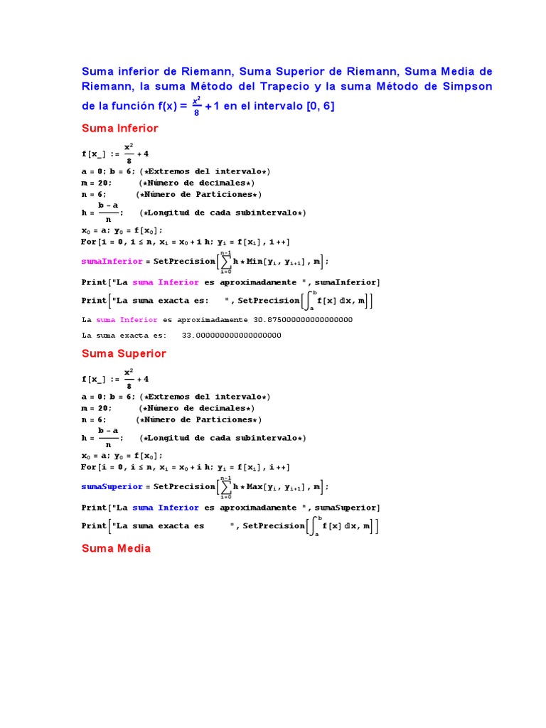 Sumas de Riemann | PDF | Integral | Algoritmos