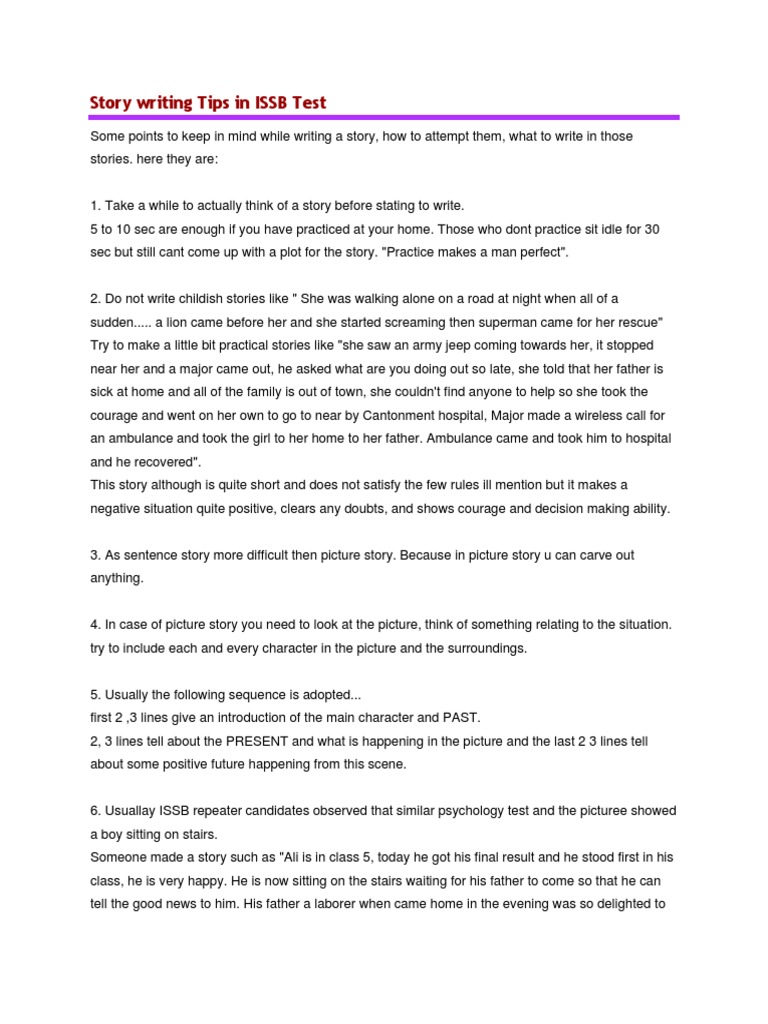 Story Writing Tips in ISSB Test PDF | PDF | Pakistan Army | Surah