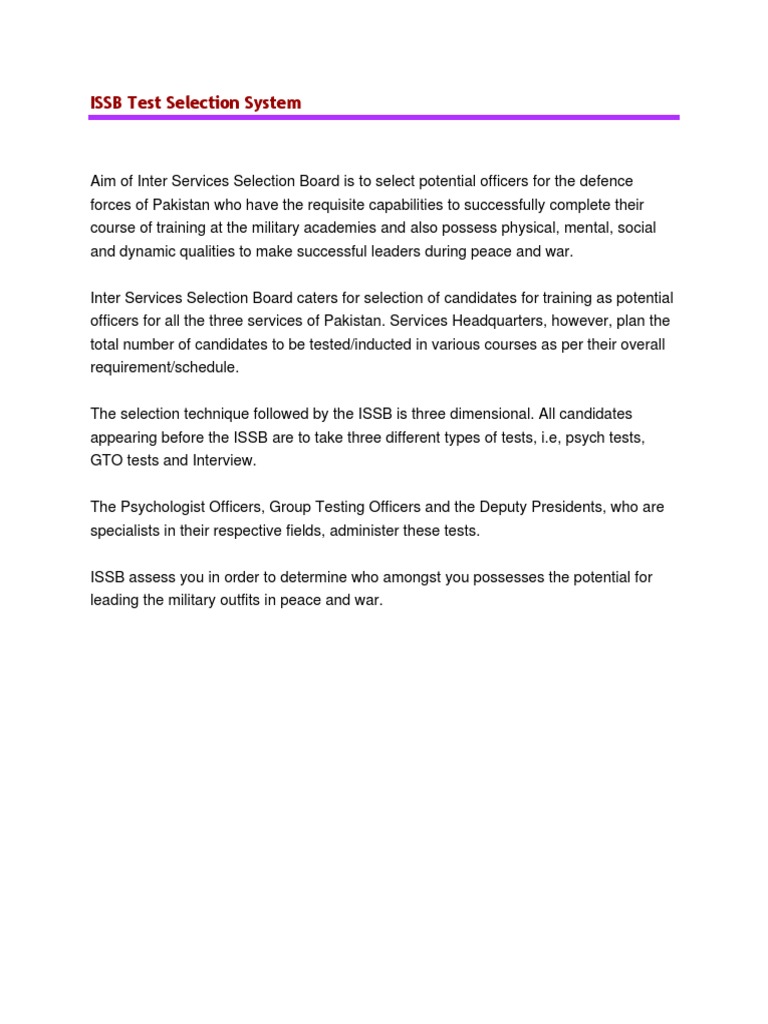 ISSB Test Selection System-Converted-Merged | PDF | Test (Assessment ...