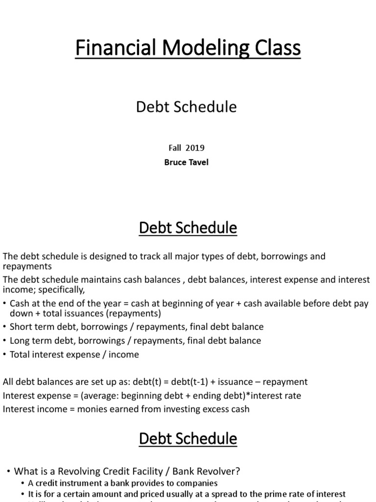Fin Model Class5 Debt Schedule Slides | PDF | Securitization | Debt