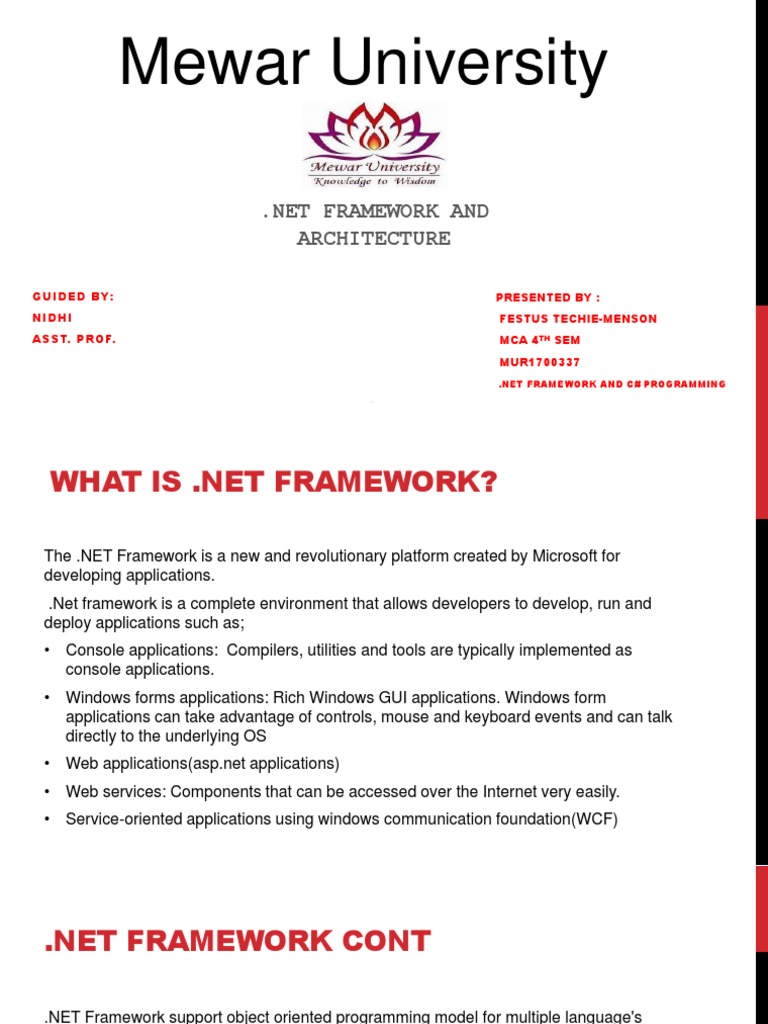 Dot Net Frame Work | PDF | Graphical User Interfaces | Class (Computer Programming)