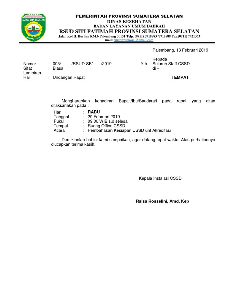 Rapat Di Instalasi CSSD | PDF