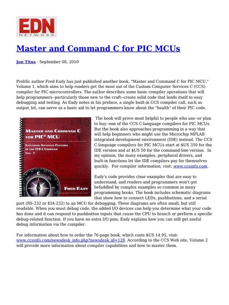 Master and Command C For PIC MCUs | PDF | Microcontroller | Compiler