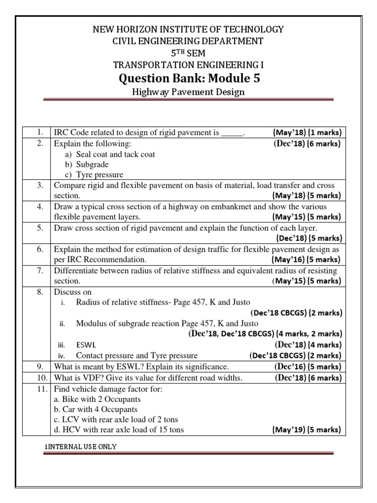 Transportation Engineering 1 Question Bank - Mumbai University | PDF ...