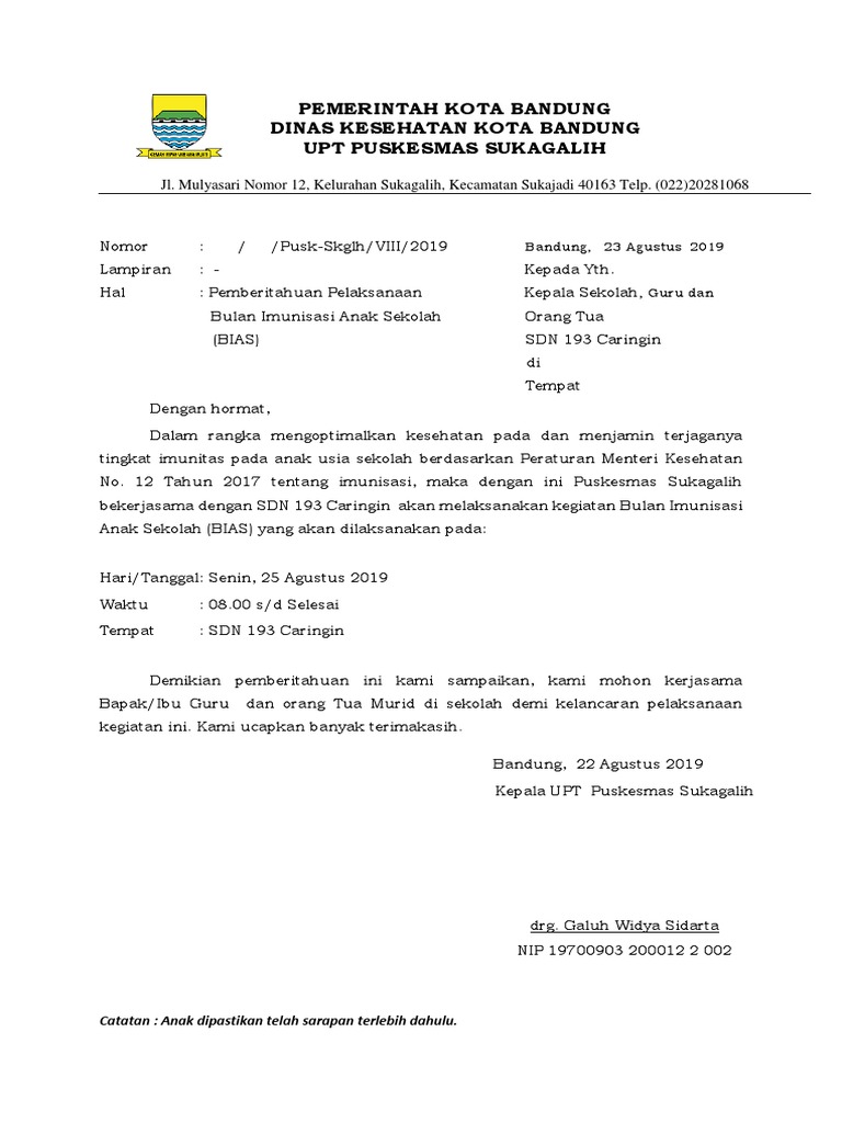 Contoh Surat Bias | PDF