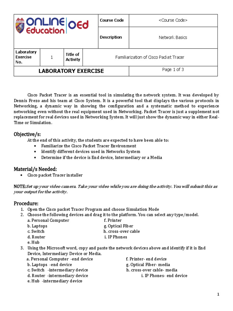 Week002 Laboratory001 NetworkTypesAndTopologies | PDF | Cisco Systems | Router (Computing)