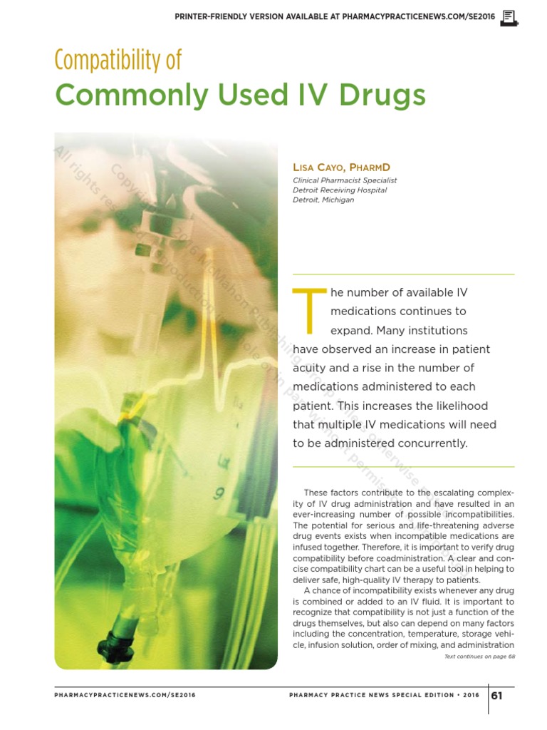 IV Drug Compatibility | PDF | Drugs | Pharmacy