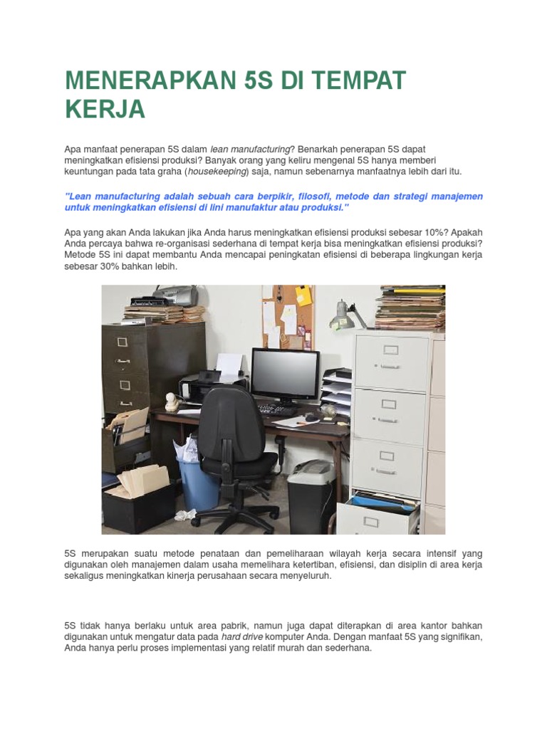 Menerapkan 5S Di Tempat Kerja | PDF