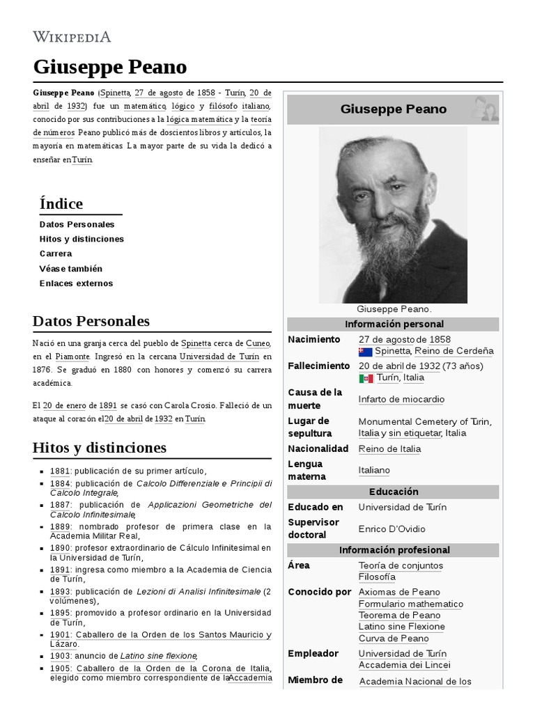 Giuseppe Peano | PDF | Enseñanza de matemática | Science