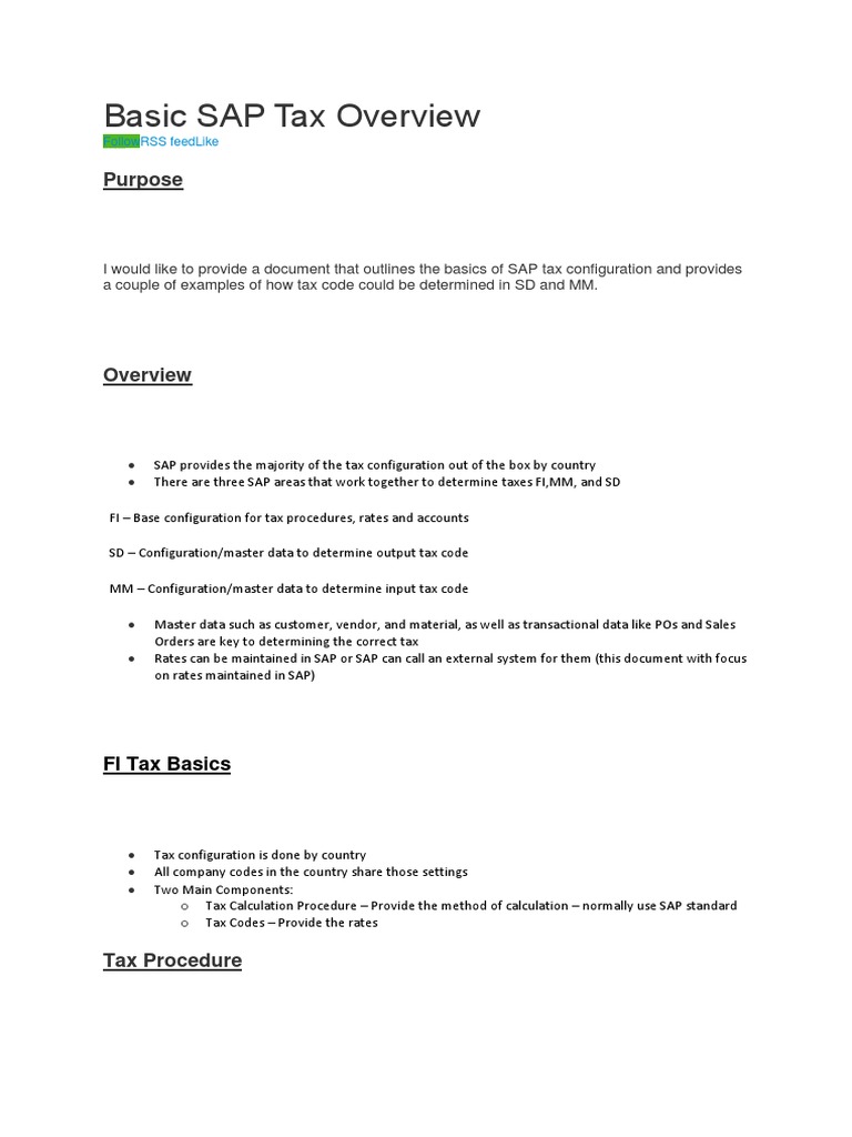 Basic SAP Tax Overview | PDF | Taxation In The United States | Taxes
