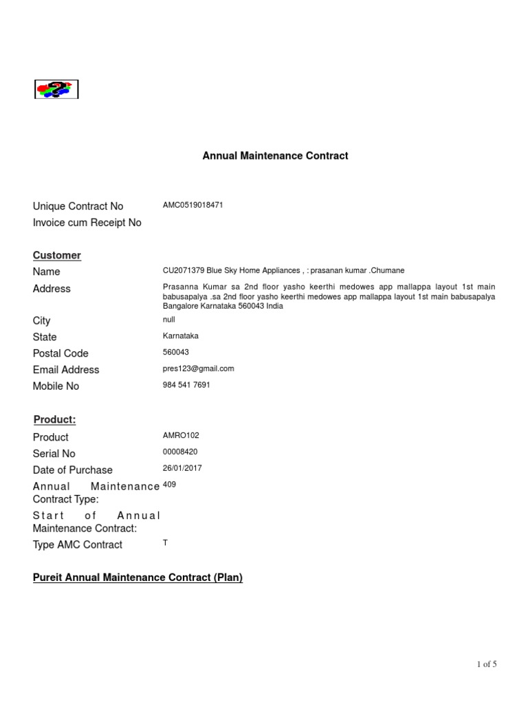 Annual Maintenance Contract | PDF | Private Law | Government