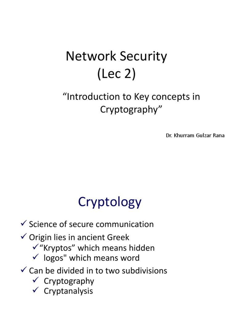 Network Security Lec 2 | PDF | Cryptography | Key (Cryptography)