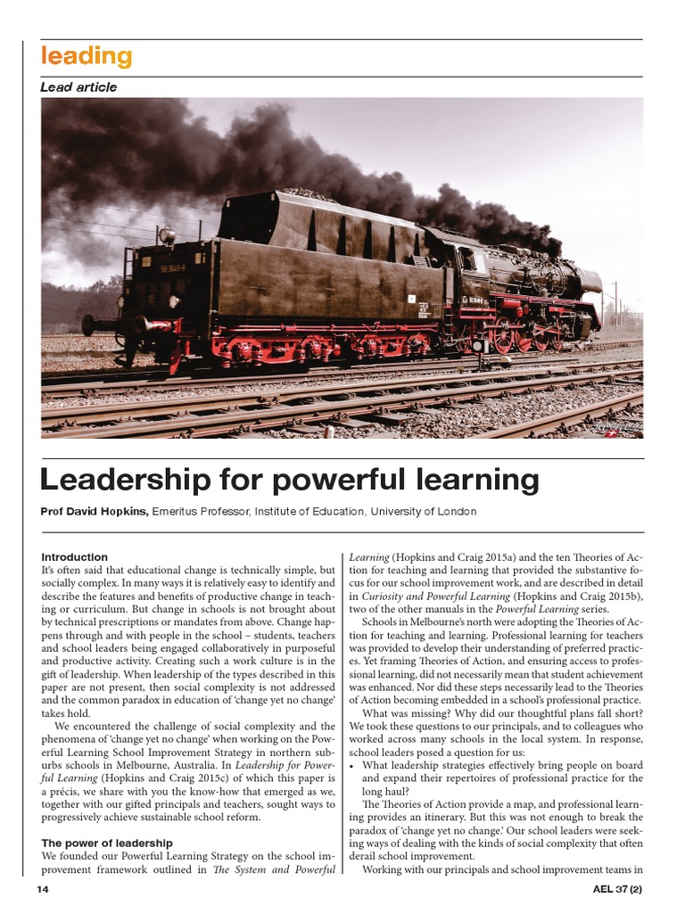 Leadership For Powerful Learning | PDF | Leadership | Education Reform