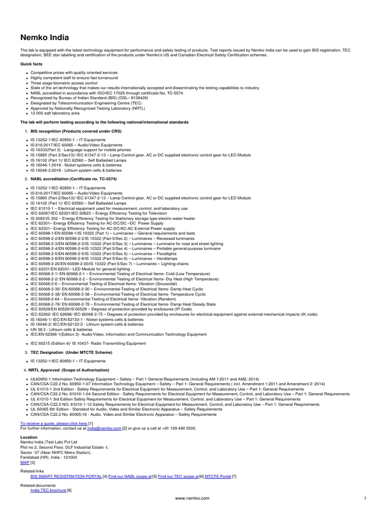 Nemko - Nemko India - 2019-07-15 | PDF | International Electrotechnical ...