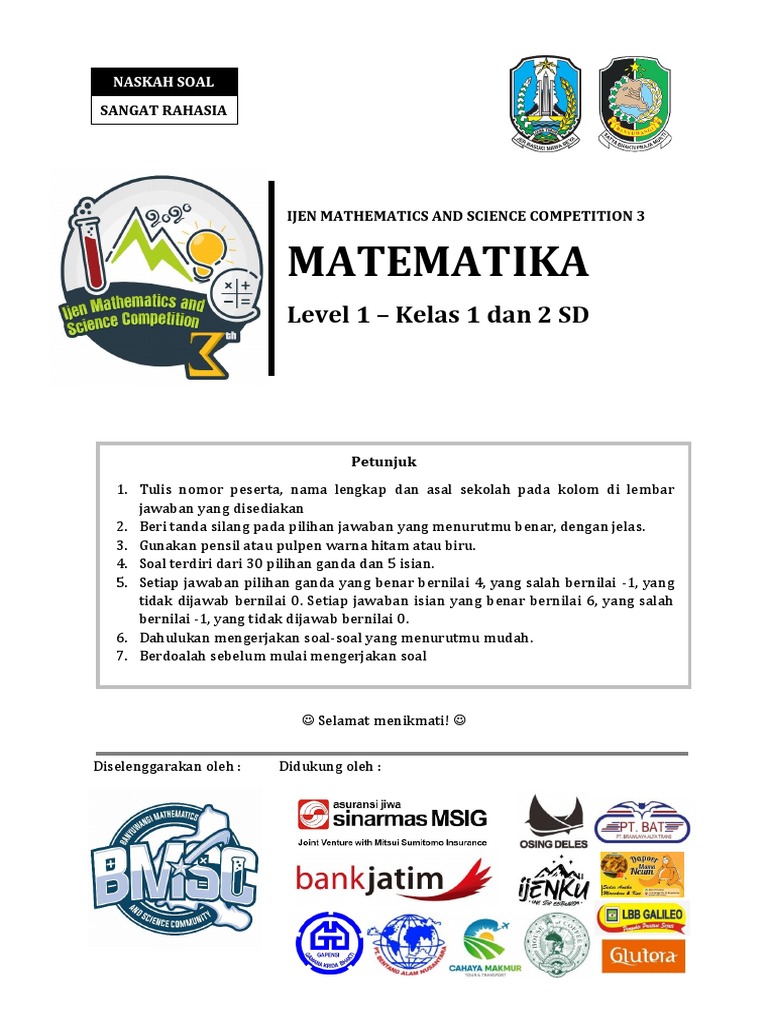 Soal IMSC 3 MTK Level 1 PDF | PDF
