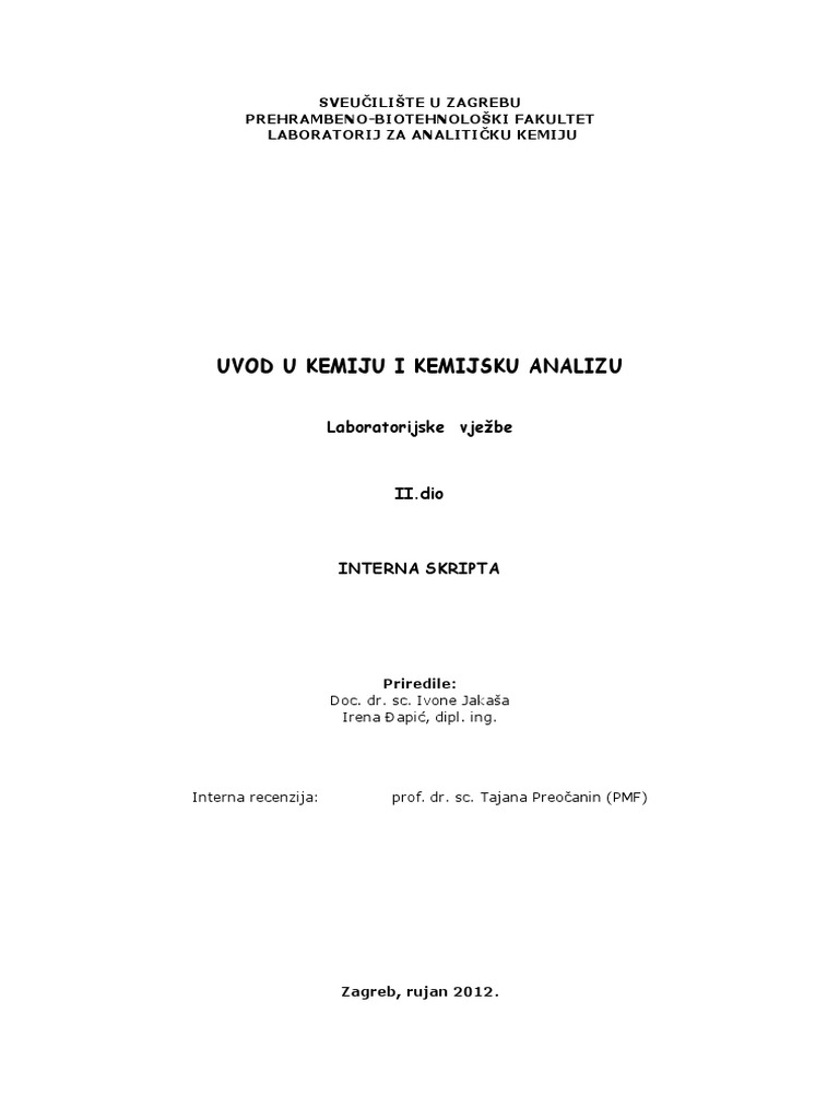 Analiticka Kemija Skripta BT PT PDF | PDF