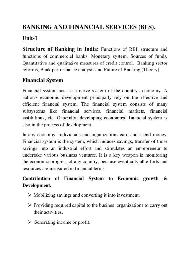Notes Banking and Financial Services | PDF | Reserve Bank Of India ...