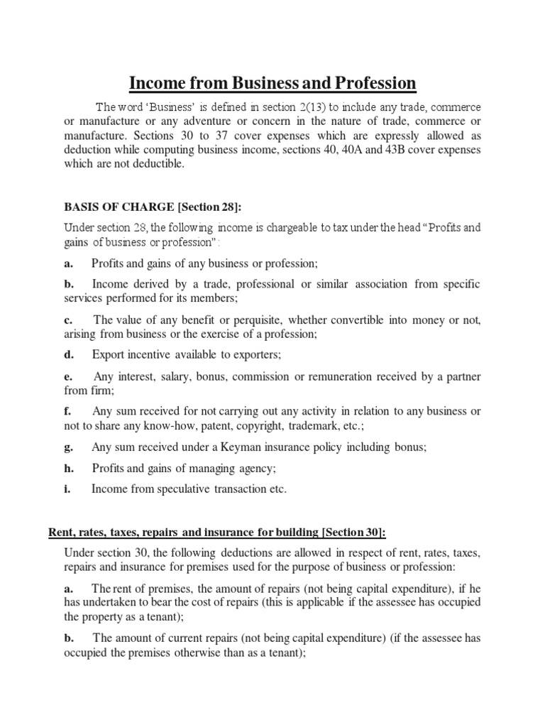 Income From Business and Profession Handout | PDF | Expense | Tax Deduction