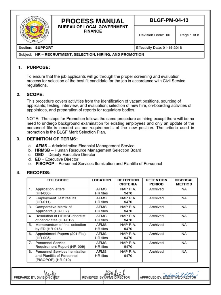 HR Recruitment and Hiring Process Manual | PDF | Human Resource ...