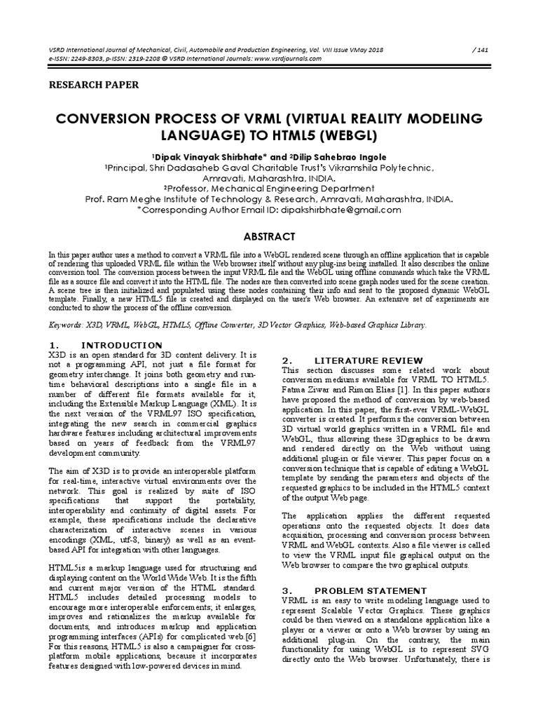 Conversion Process of VRML (Virtual Reality Modeling Language) To Html5 ...