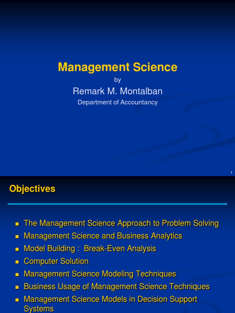 1 Management Science | PDF | Mathematical Model | Decision Support System