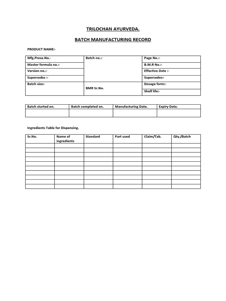 Batch Manufacturing Record SAMPLE | PDF | Tablet (Pharmacy) | Nature