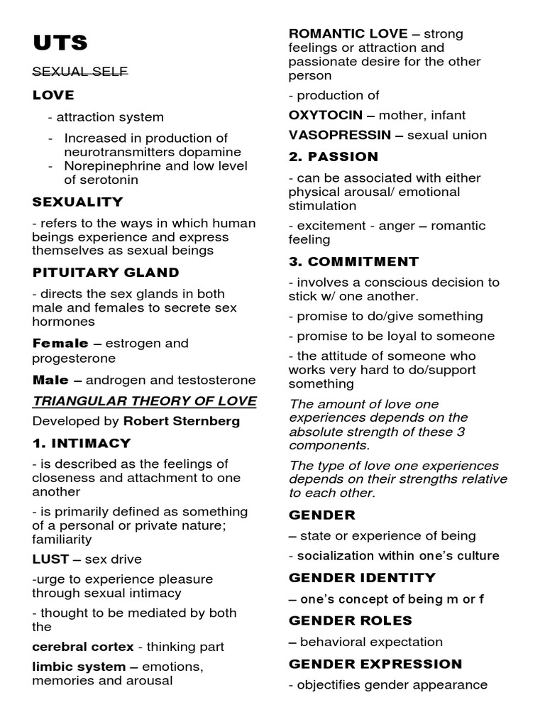 Uts Midterm Exam Reviewer | PDF | Human Sexuality | Love