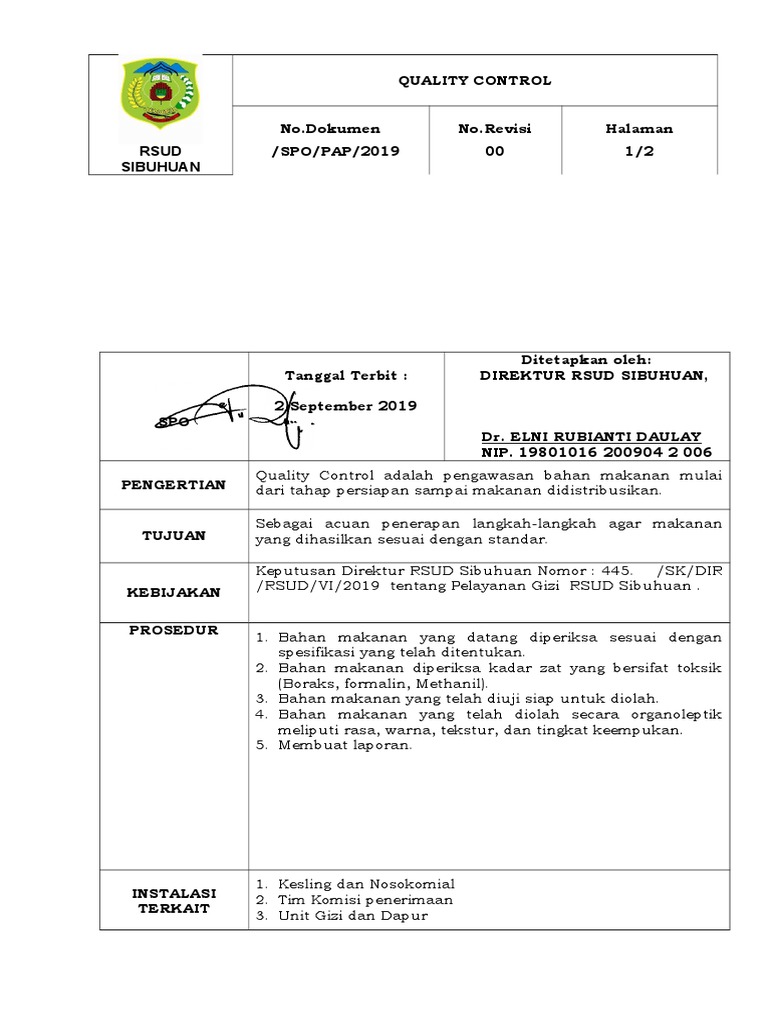 Spo Quality Control | PDF