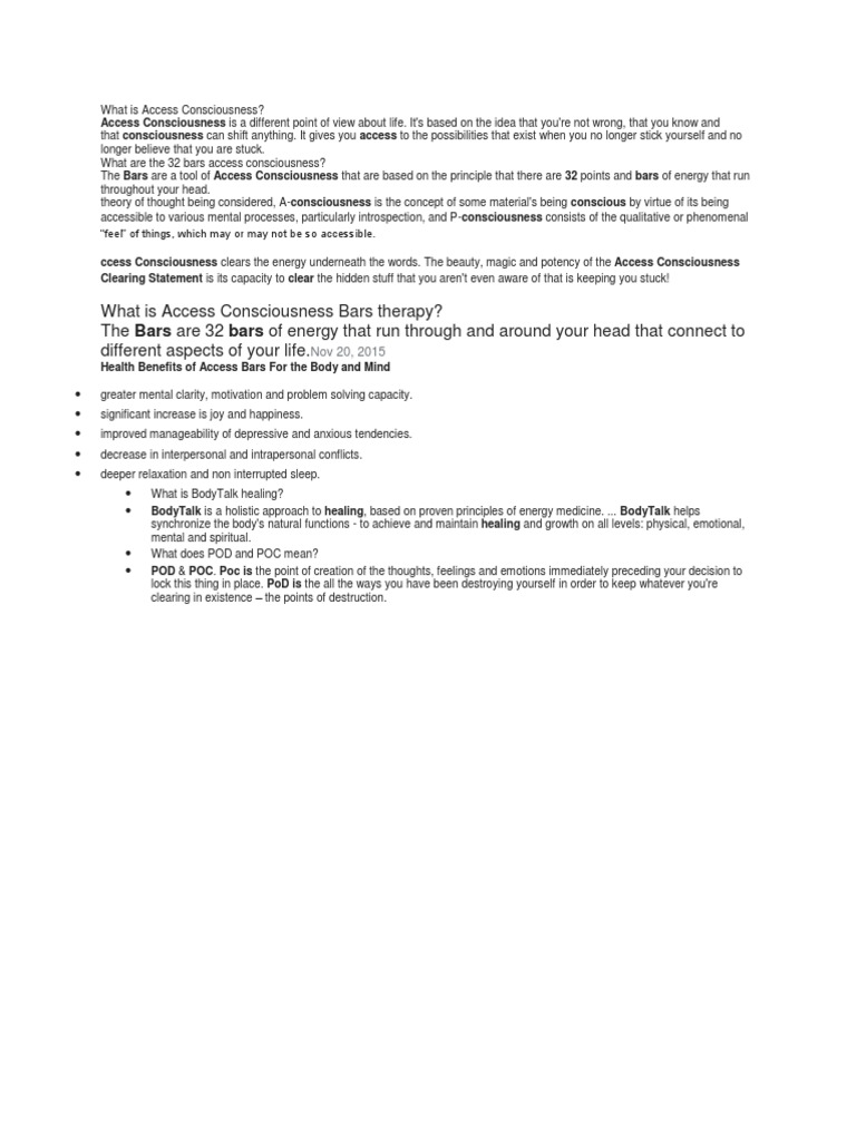 What Is Access Consciousness | PDF